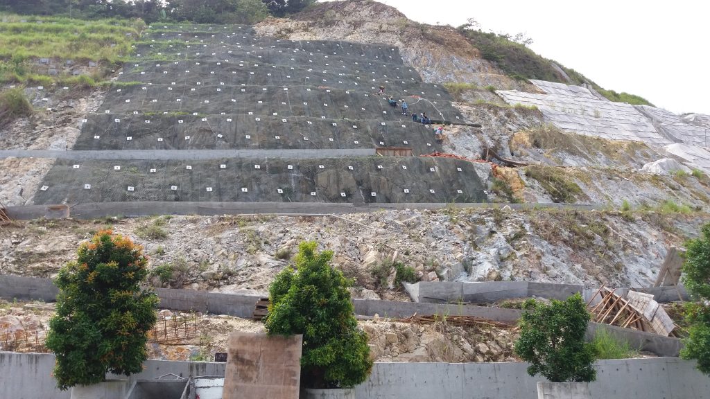 Slope Rectification works at Kingsley Hill - Maccaferri Malaysia